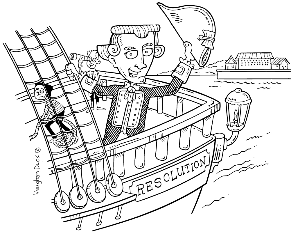 Captain Cook on the Resolution – Vaughan Duck